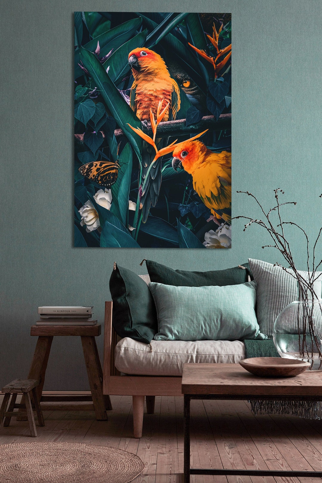 Jungle Scene Art Print Botanical Wall Art Animal Canvas - Etsy