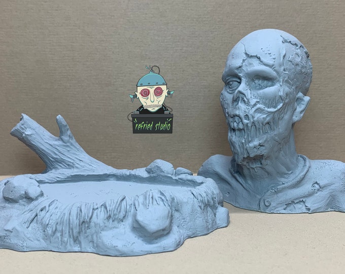 4" Unearthed Resin Zombie Bust (unpainted) Comes With Base. Sculpted by ...