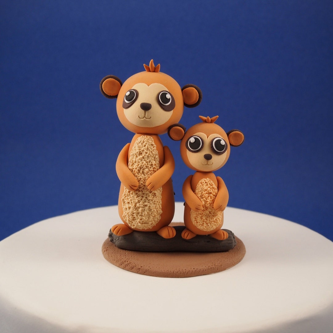Meerkats Cake Topper, Meerkat Figurine, Clay Meerkat Decor, Baby ...