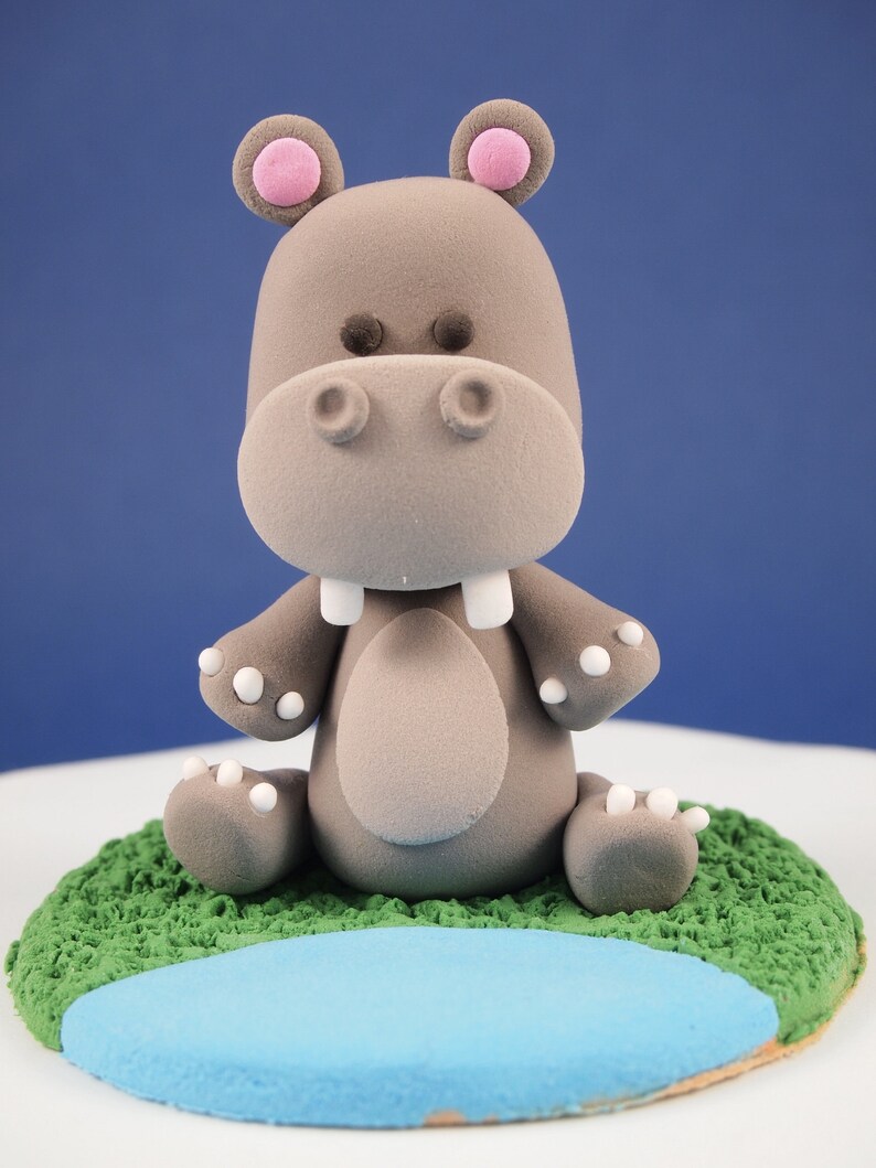 Hippo Cake Topper, Baby Hippo Figurine, Clay Hippopotamus, Wild Things ...