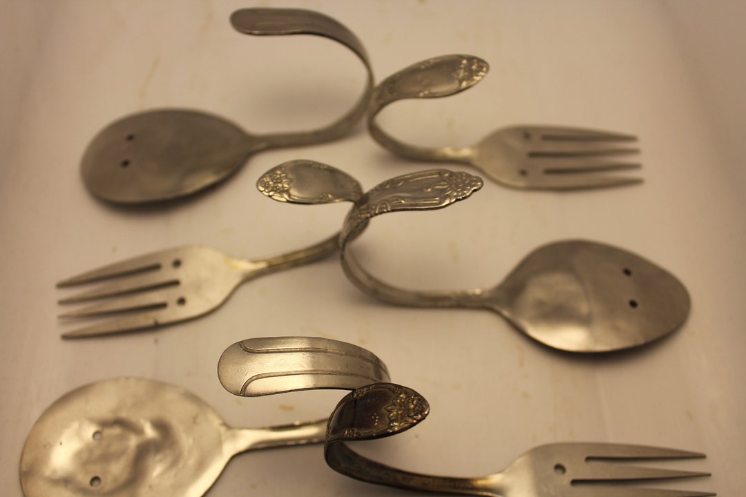Large Spoon Fork Silver Hook Upcycled Recycled Silverware - Etsy