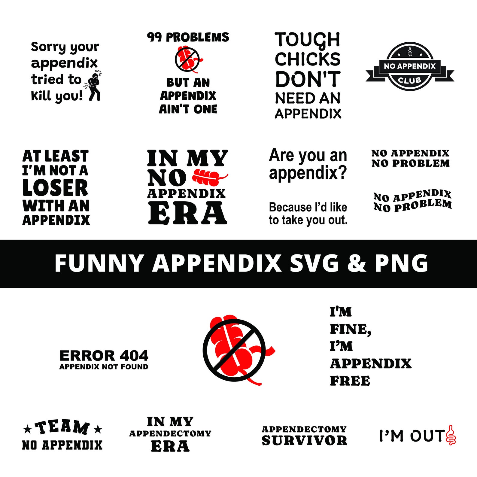 Appendix and Appendectomy Designs SVG & PNG - Etsy