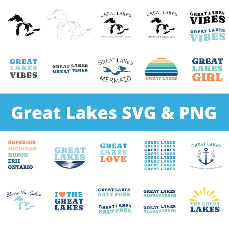 Great Lakes SVG Bundle, Tee Shirt Designs (digital Download) - Etsy