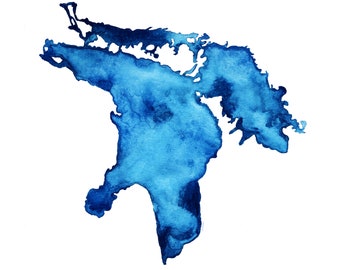 Lake Huron Travel Poster, Great Lakes Art, Great Lakes Print, Lake ...