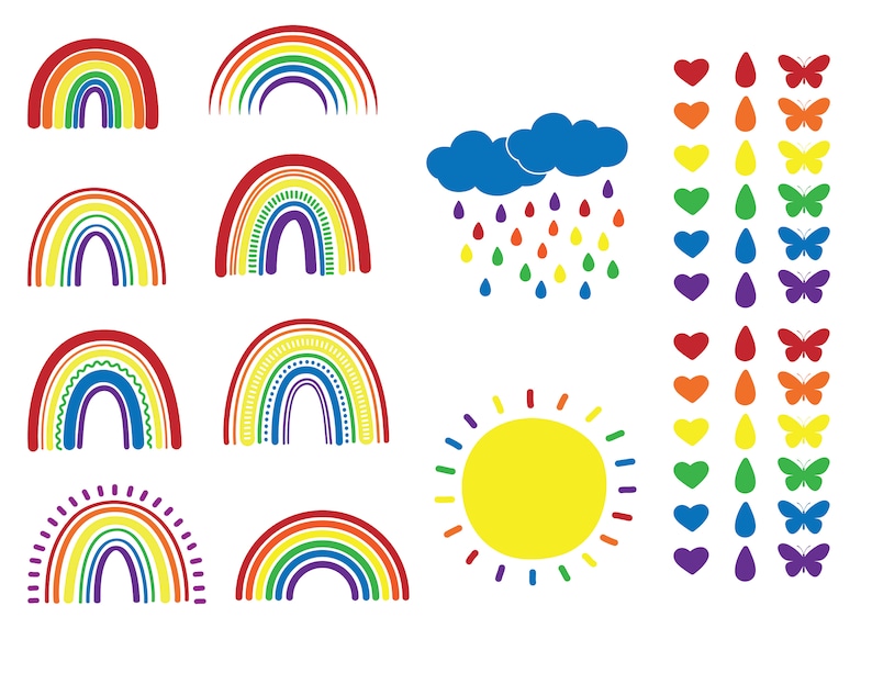 Rainbow Clip Art - Png - Jpg - Eps - Svg - 13 Designs - Etsy