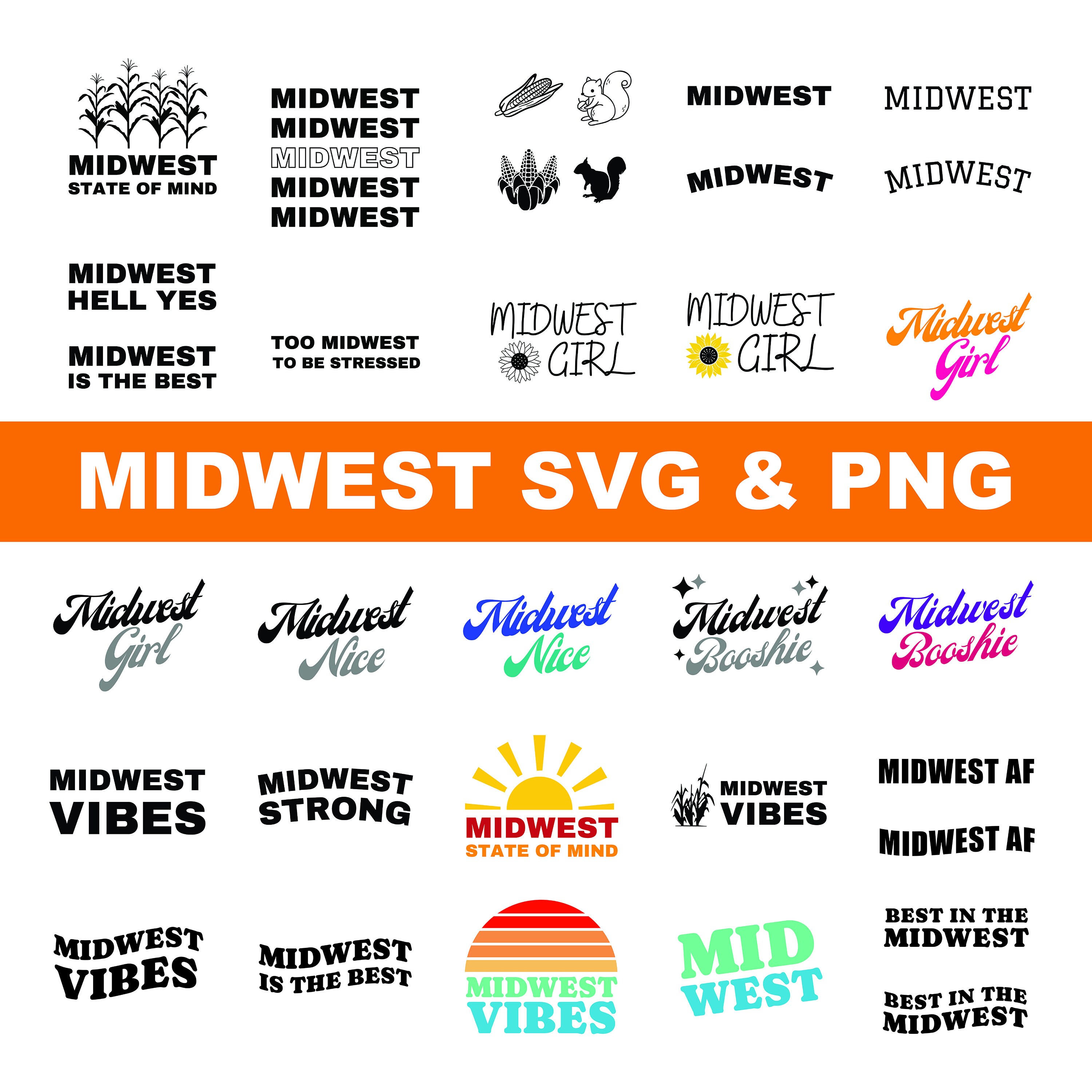 25 Midwest SVG and PNG Files, Funny Midwest Clipart - Etsy