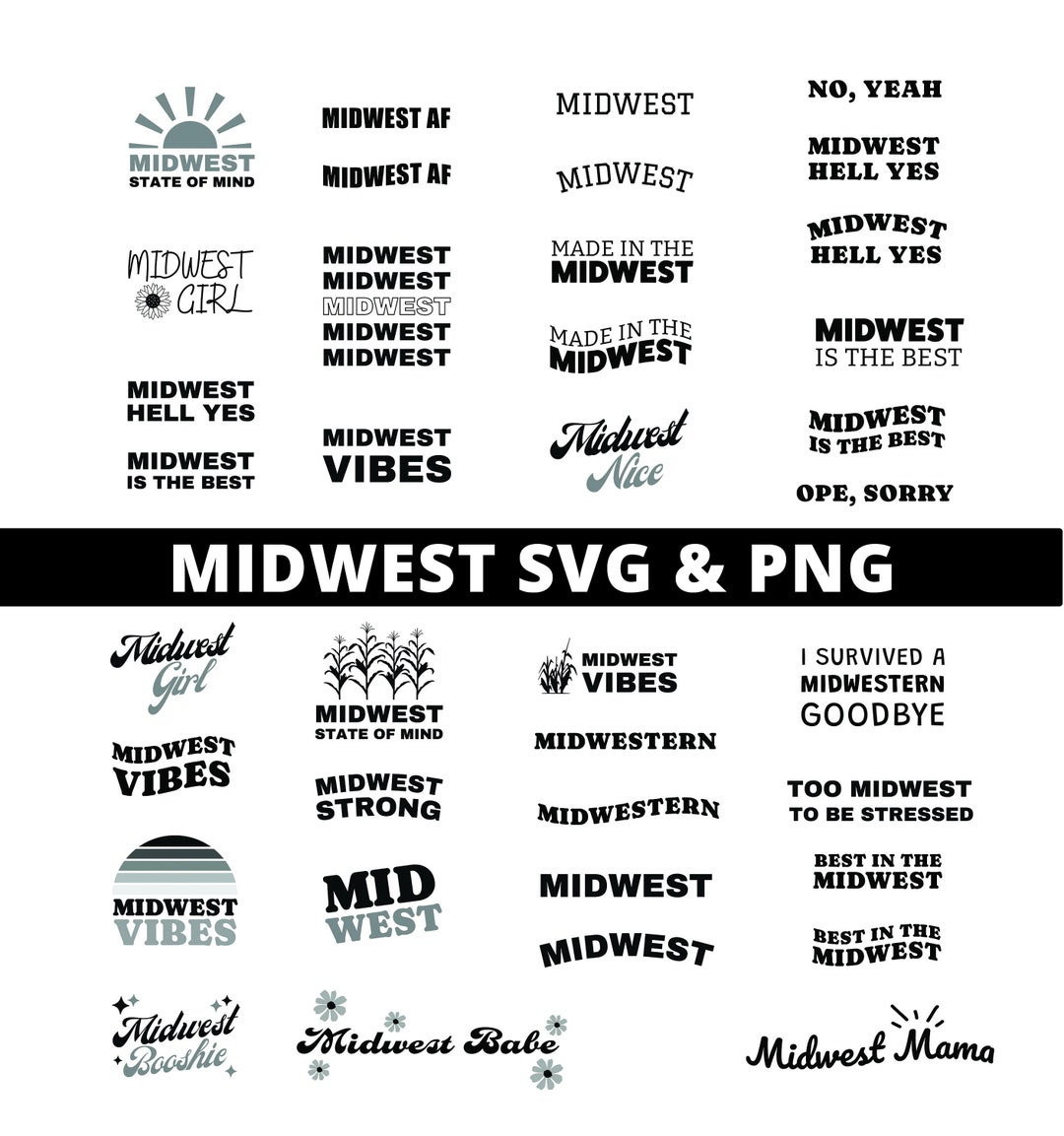 25 Midwest SVG and PNG Files, Funny Midwest Clipart - Etsy