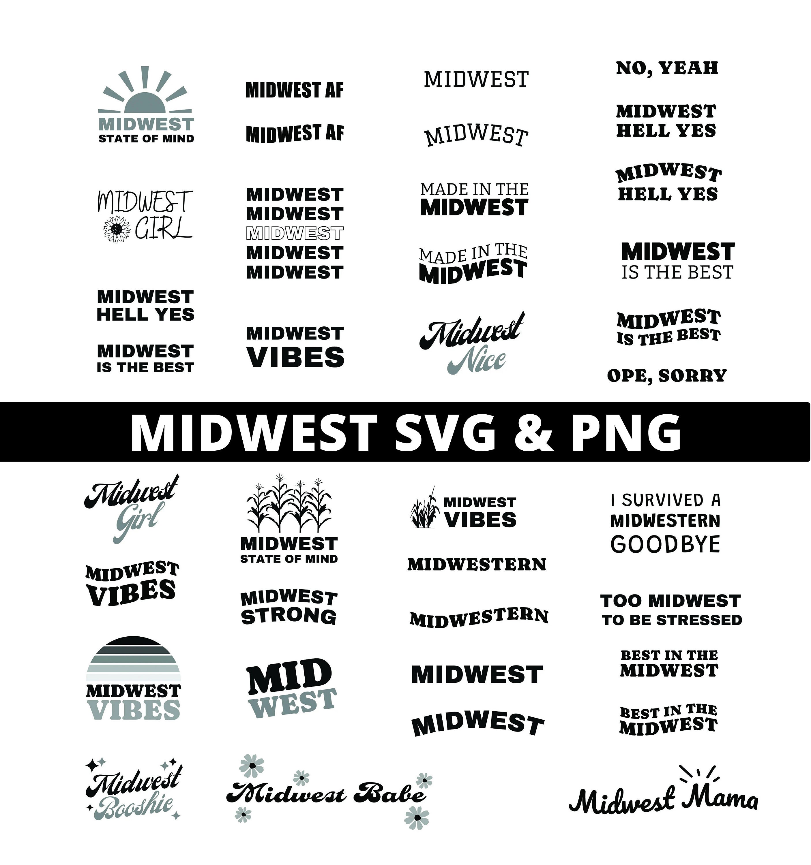 25 Midwest SVG and PNG Files, Funny Midwest Clipart - Etsy
