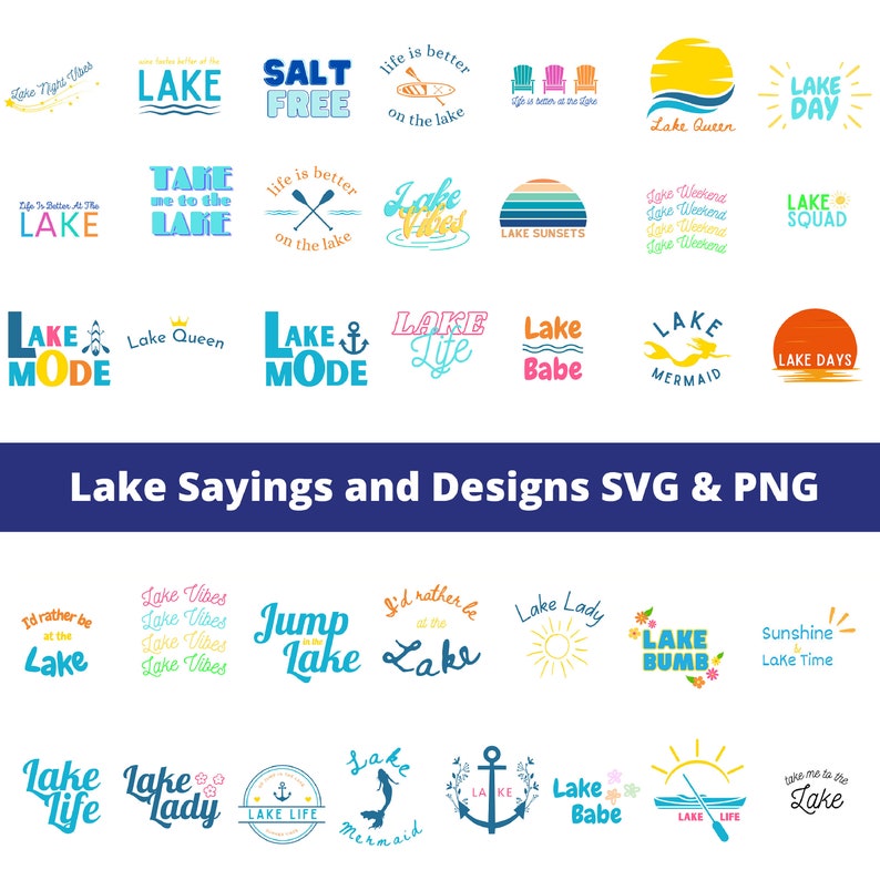 86 Lake Designs & Lake Saying SVG and PNG for Circuit - Etsy