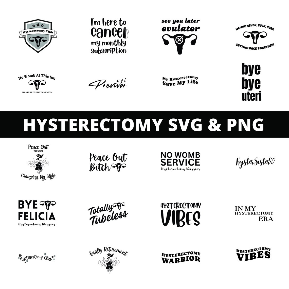 Hysterectomy Designs SVG & PNG - Etsy