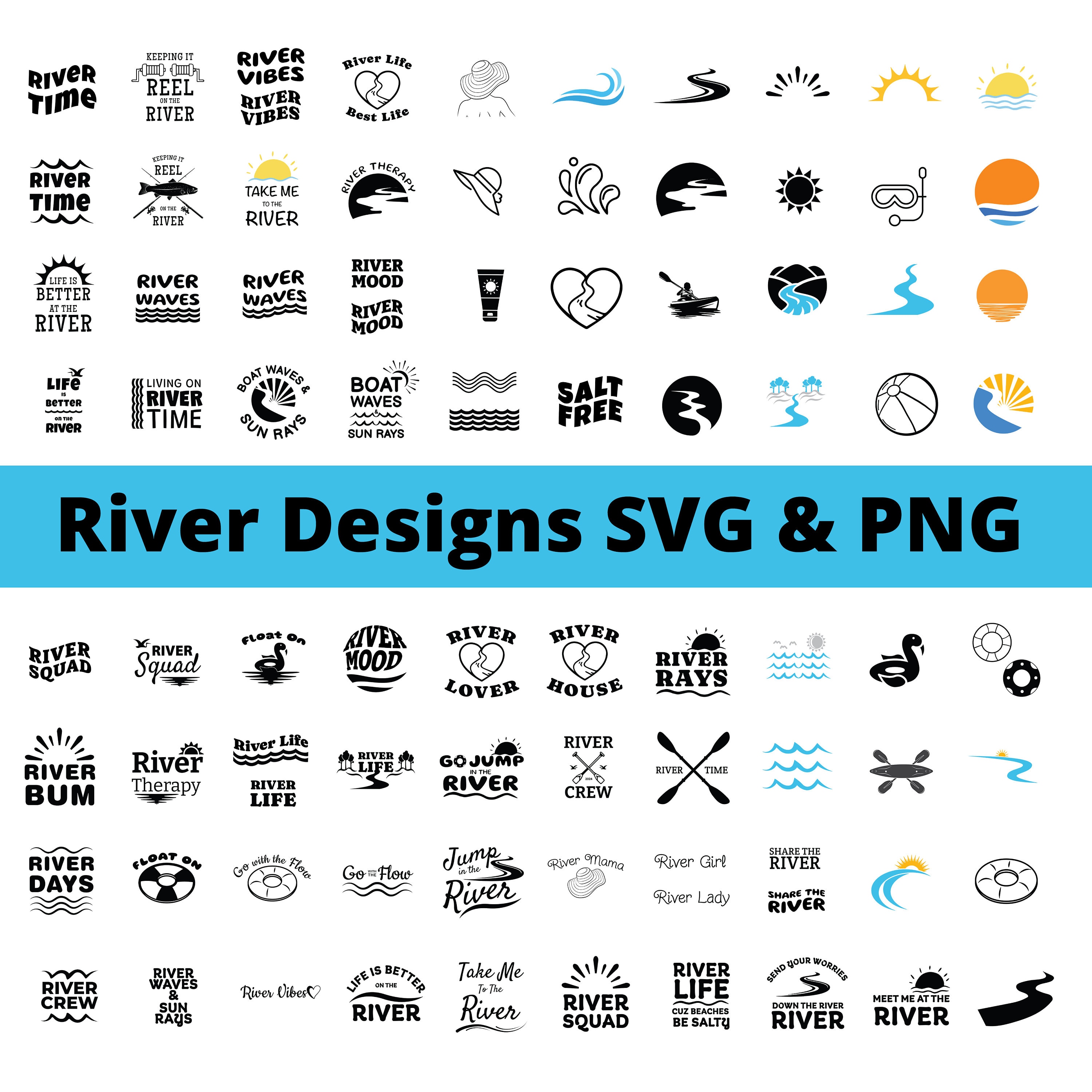 River Designs and River Saying SVG & PNG - Etsy