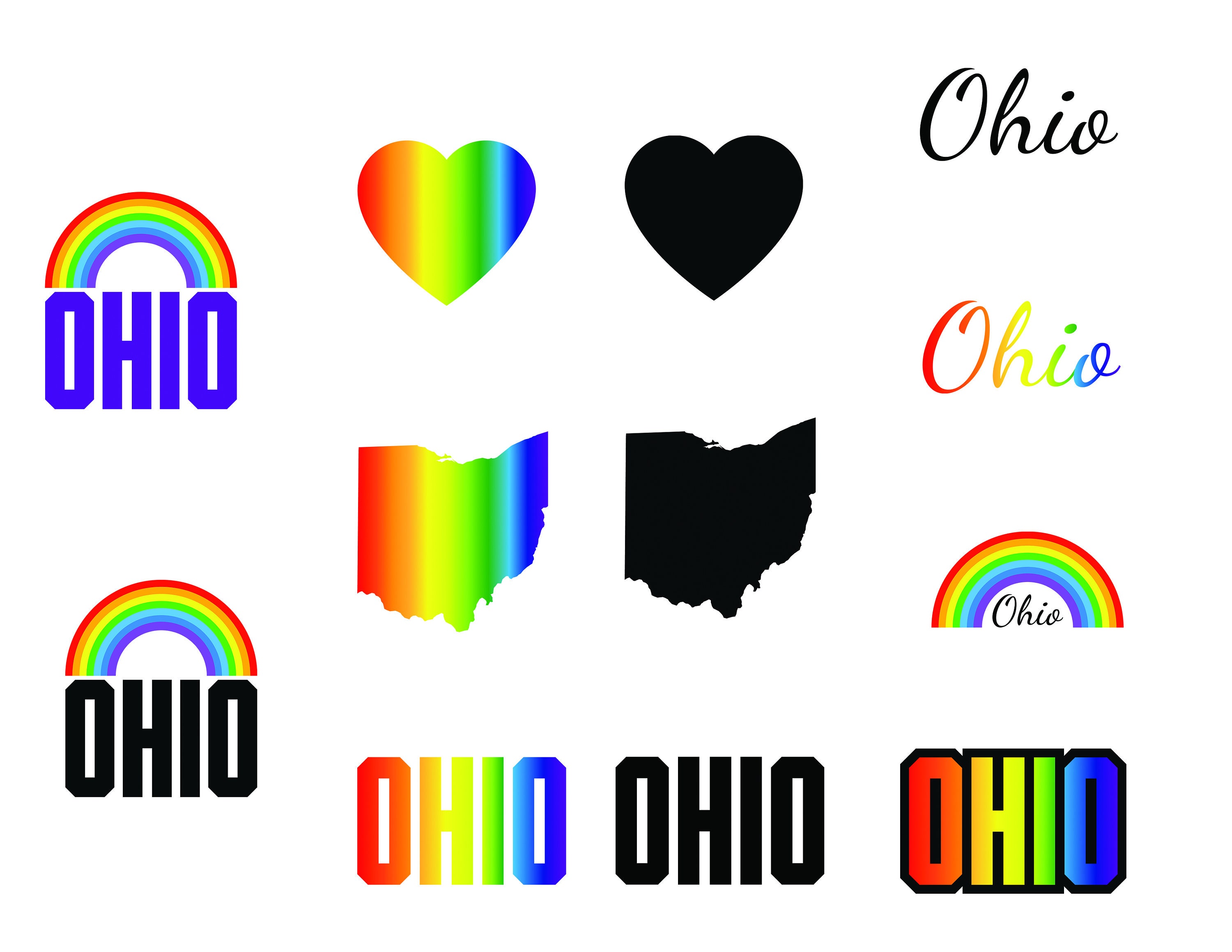Ohio Rainbow Clip Art - Png - Eps - Svg - 12 Designs - Etsy
