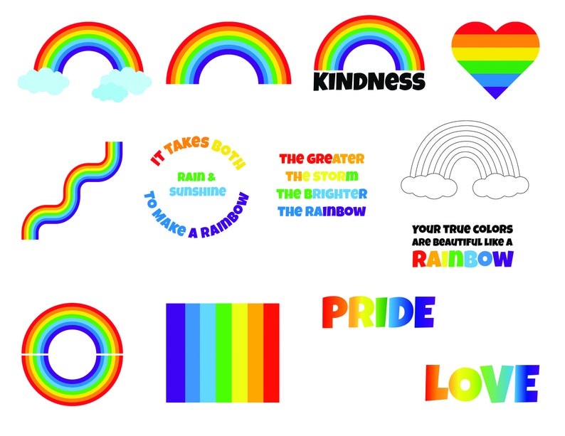 Rainbow Pride Clip Art - Png - Eps - Svg - Etsy