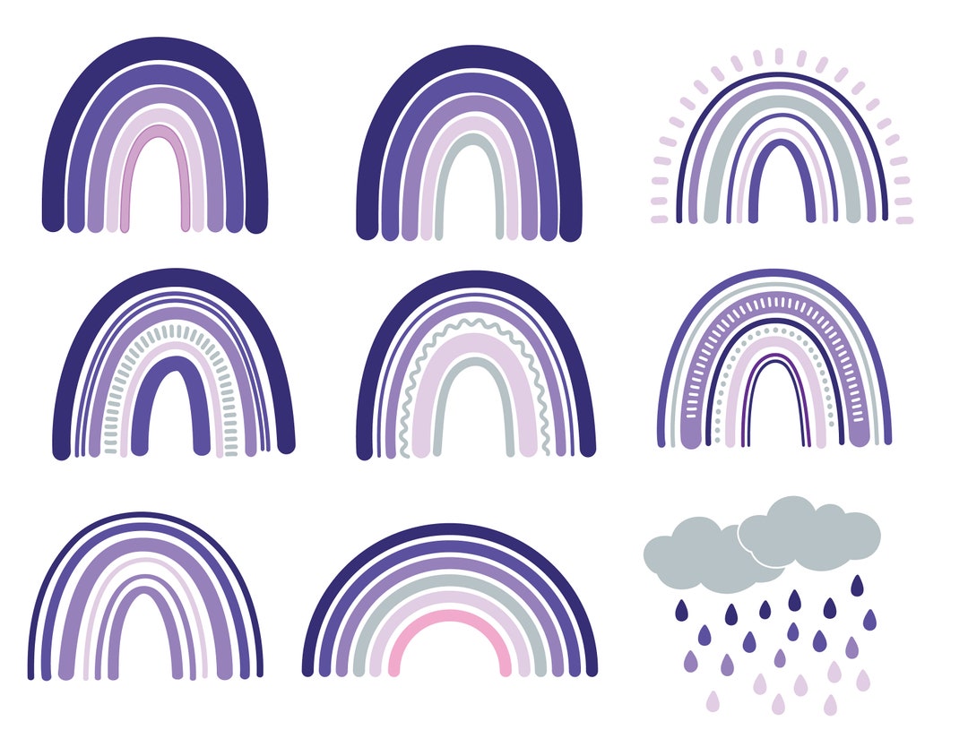 Purple Rainbow Clip Art | 9 Designs, Purple, Violet, and Lavender | Png ...