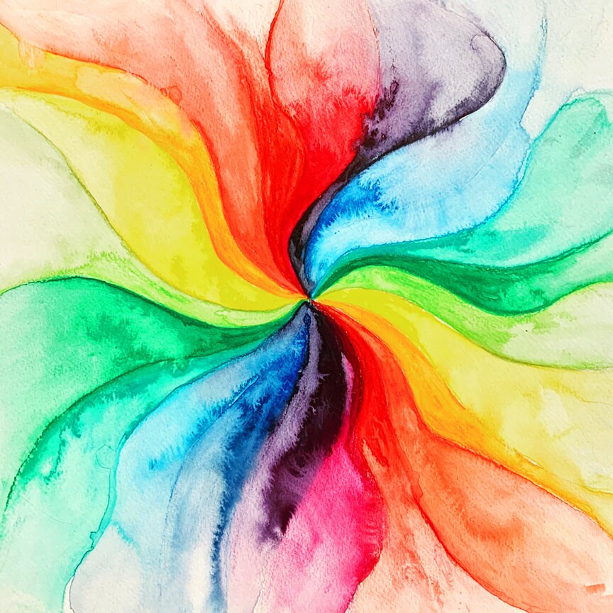 Rainbow Watercolor Circle - Etsy