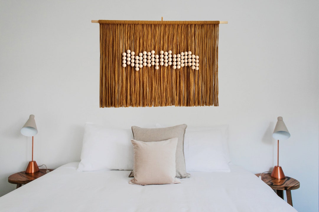 Yarn Wall Hanging, Textile Wall Art, Danish Pastel Decor, Large Macrame ...