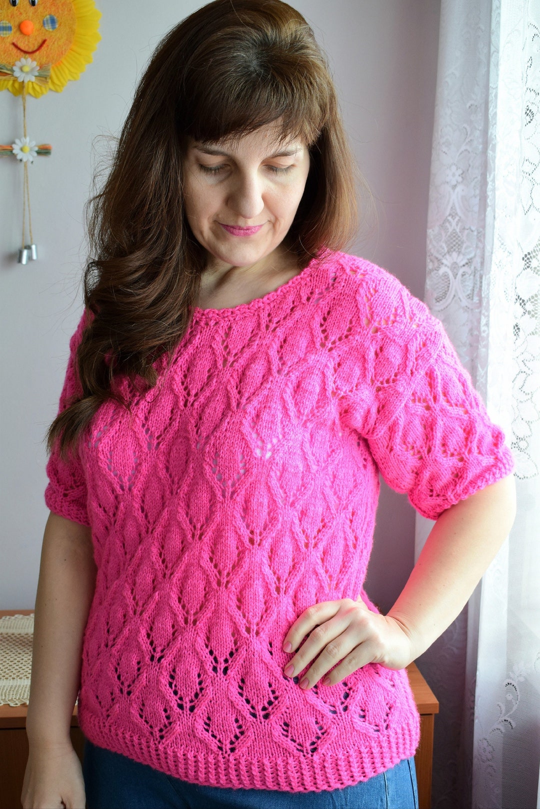 Hand Knitted Blouse, Hand Knitted Ladies Top, Elegant Women Blouse ...
