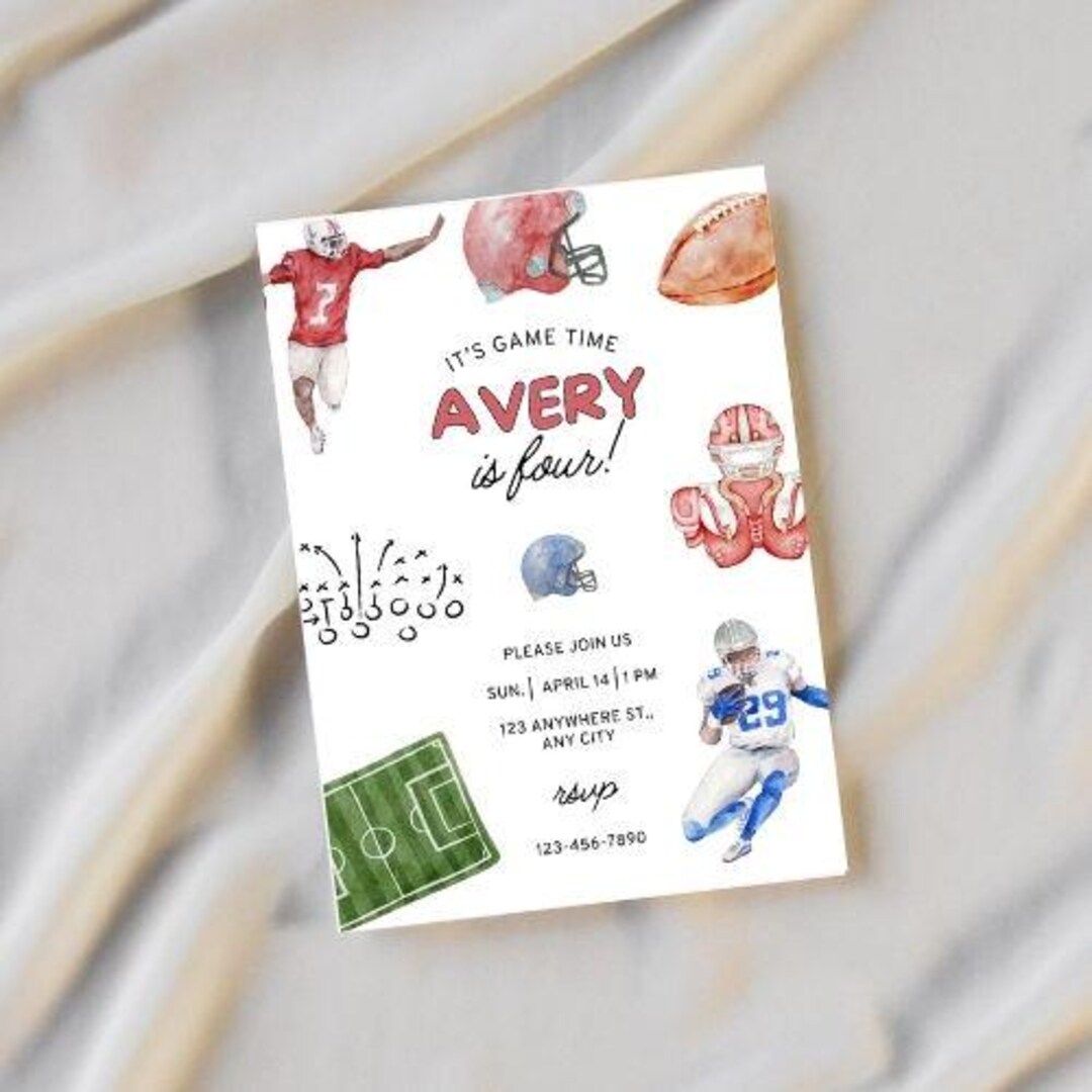 Football Birthday Invitation | Game Time Sports Party Invite | Editable ...
