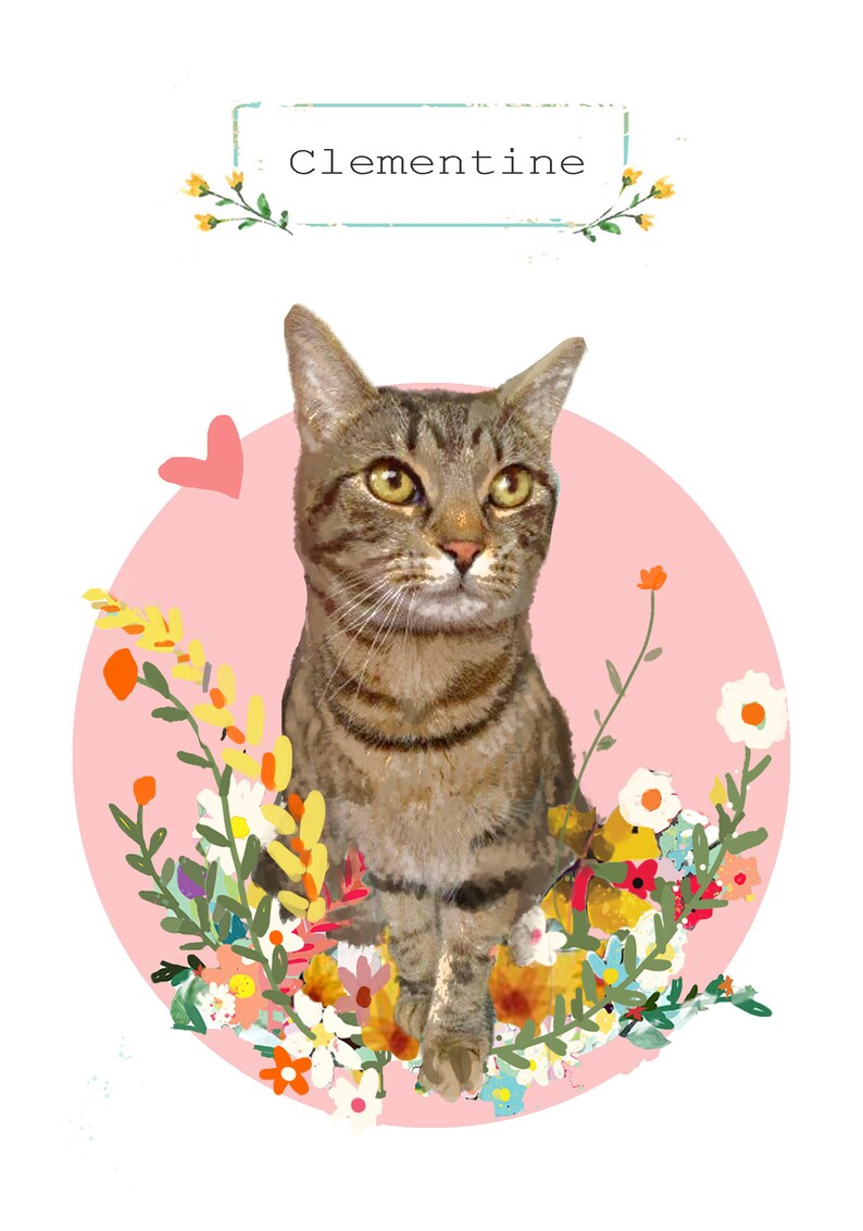 Custom Cat Portrait Cat Painting Pet Drawing Cat Print Cat Drawing Pet ...