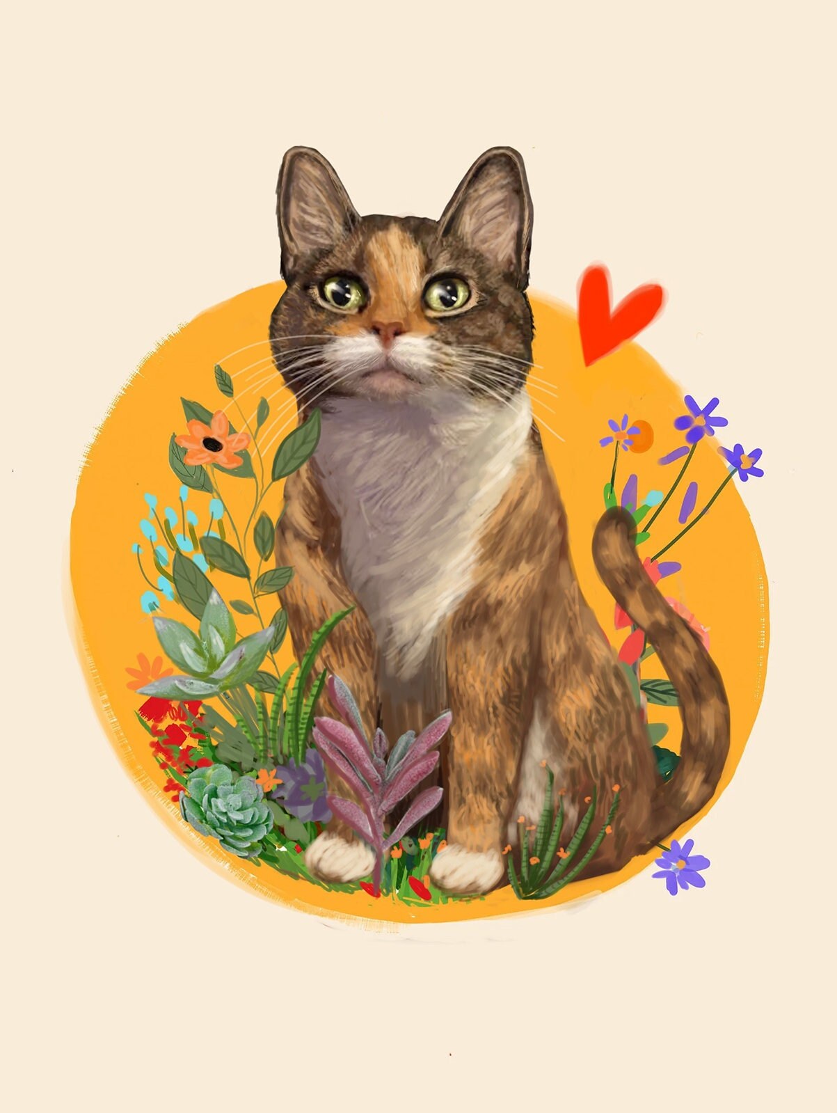 Custom Cat Portrait Cat Painting Pet Drawing Cat Print Cat Drawing Pet ...