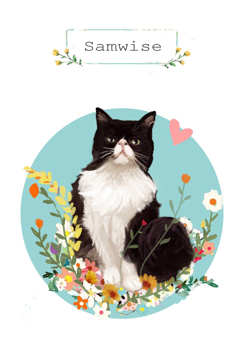 Custom Cat Portrait Cat Painting Pet Drawing Cat Print Cat | Etsy