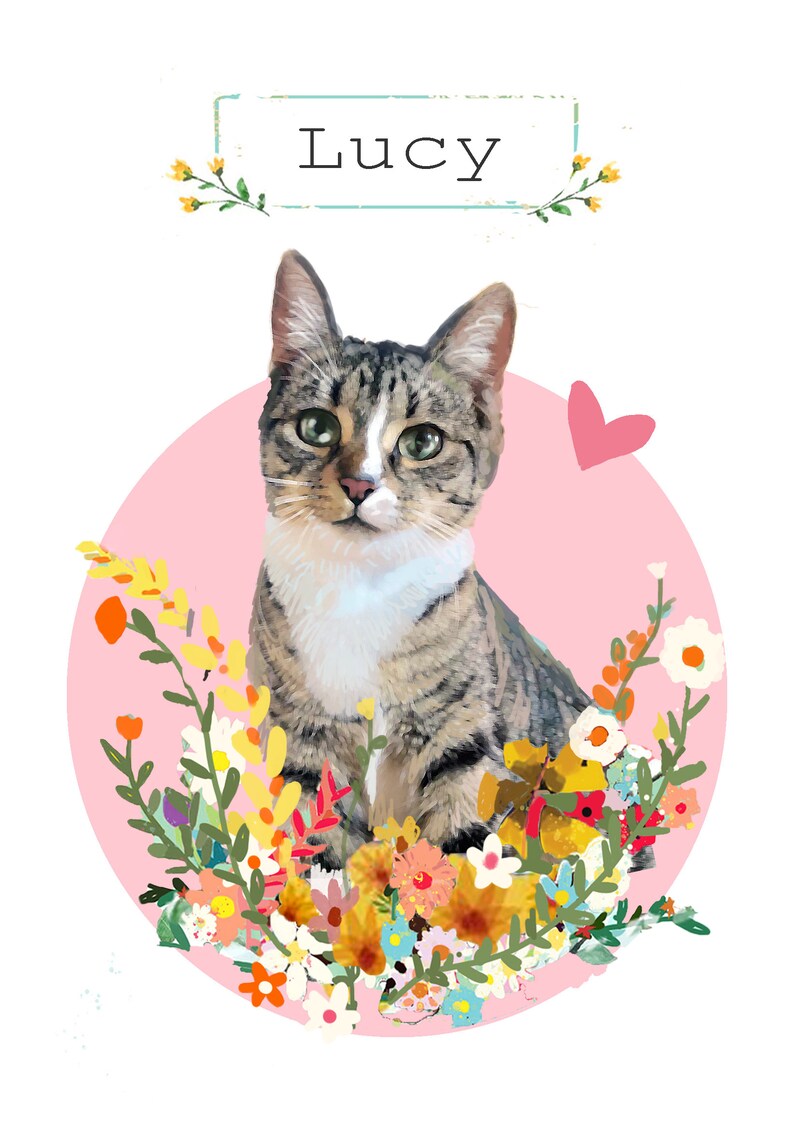 Custom Cat Portrait Cat Painting Pet Drawing Cat Print Cat | Etsy