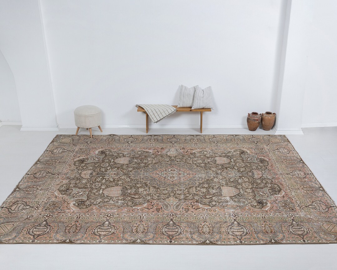 10x12 Vintage Rug, Unique Turkish Rug, Oushak Rug, Over Sized Rug,area ...
