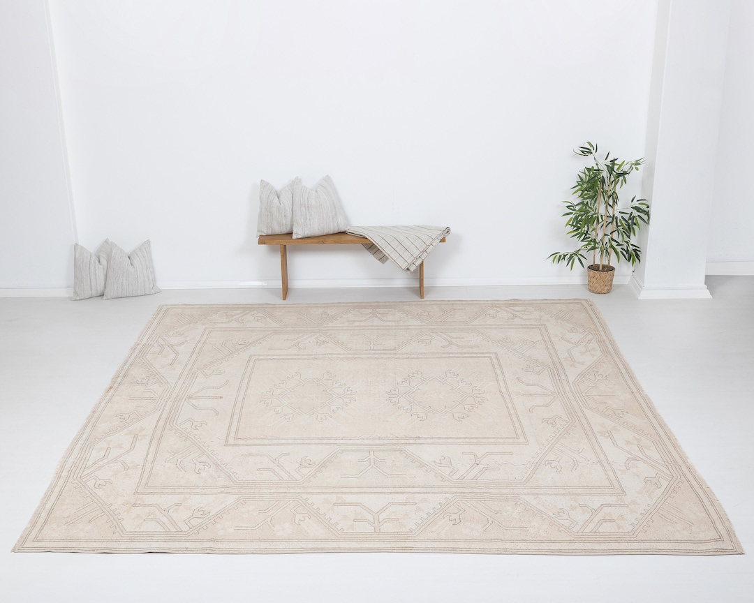 9x9 Vintage Rug, 9.2 X 9.4 Feet, Square Turkish Rug, Neutral Rug, Over ...