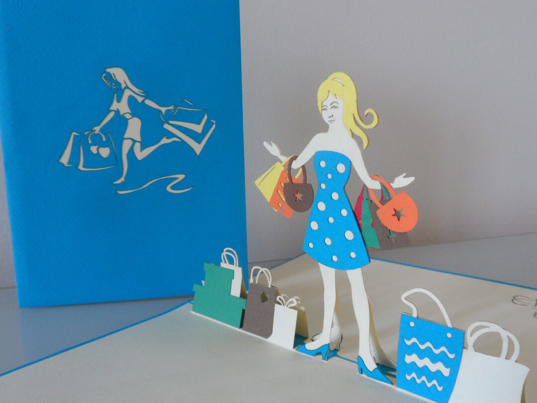 Girl About Town Shopping 3D - Pop up Card -mothers Day - Birthday ...