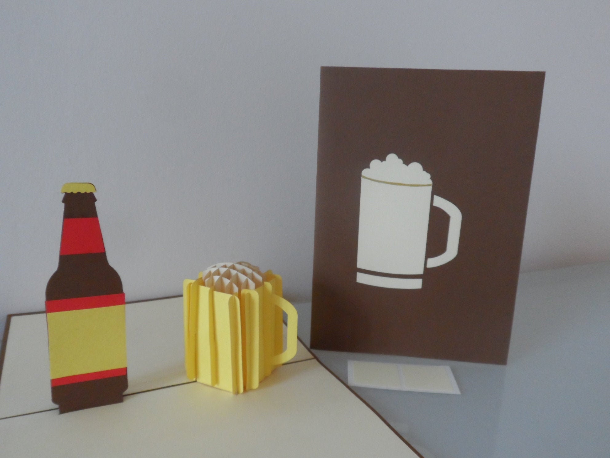 Personalised Beer Bottle and Glass -3D -Pop up Card- Birthday- Well ...