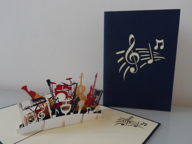 Orchestra Band Musical Instruments 3d Pop up Card Blank | Etsy
