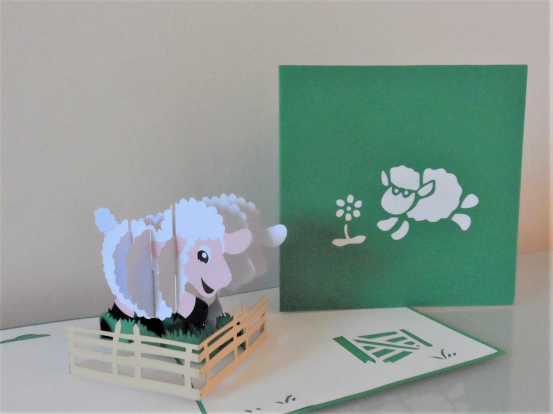 Sheep- Lamb in Field-3d - Pop up Card - Birthday-new Baby-(sku061) - Etsy