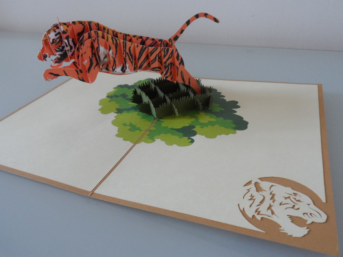 Tiger-3d Pop up Card Birthday sku066 - Etsy UK