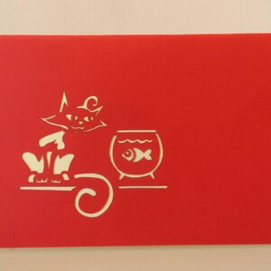 Cats and Goldfish -3d Pop up Card - Birthday- Get Well- Pets -blank ...