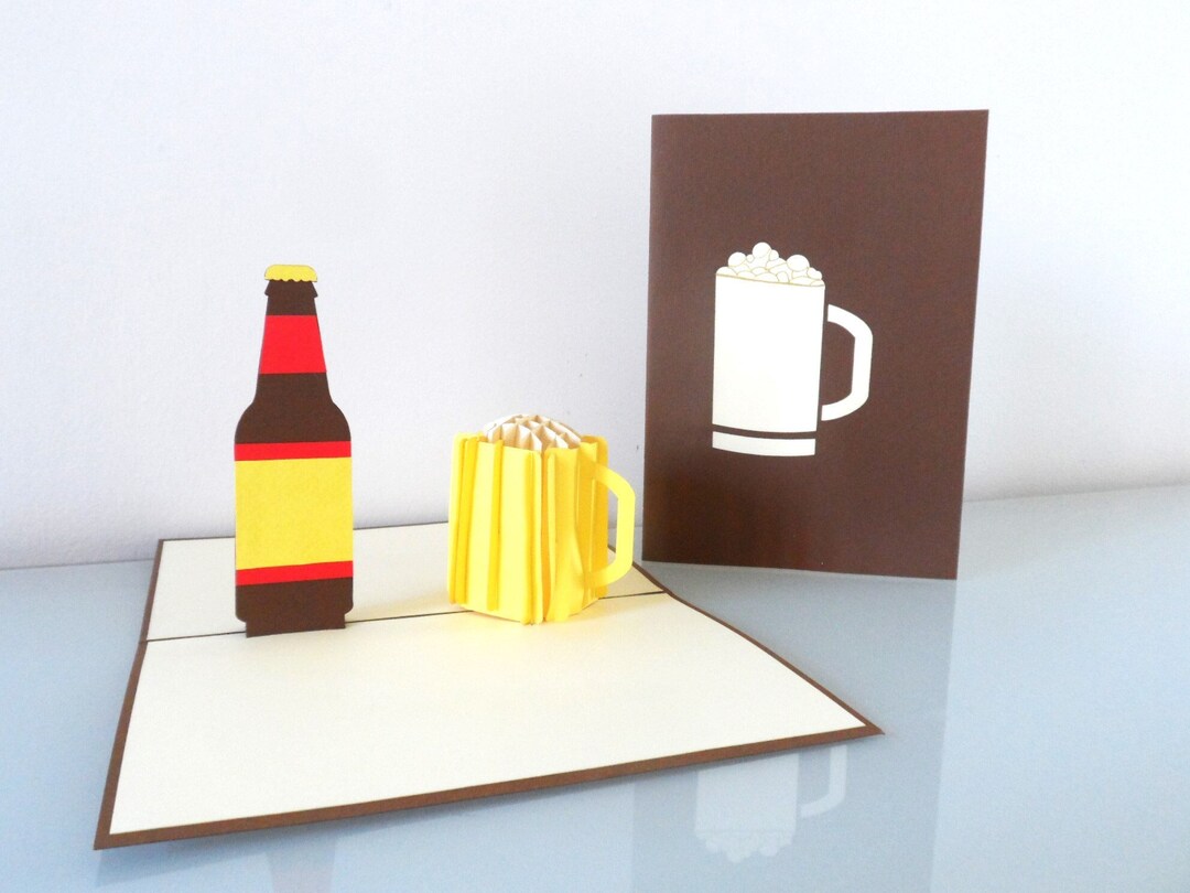 Beer Ale Bottle and Glass -3D -pop up Card- Birthday- Well Done ...