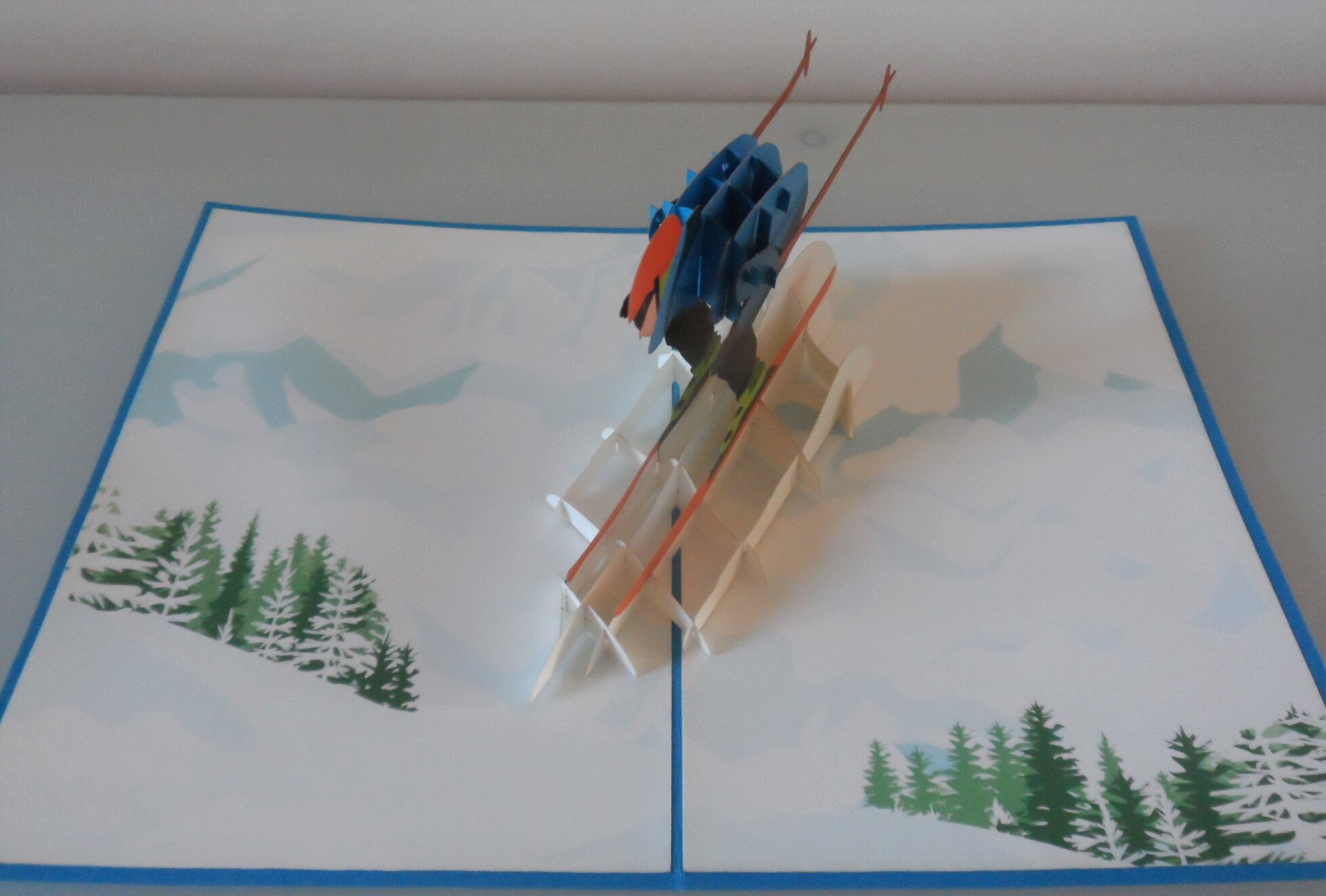 Snow skier 3D -Pop up Card - Birthday-holiday -(sku051)