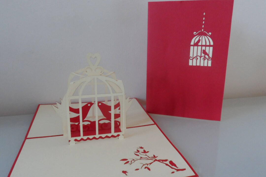 Love Birds - 3D - Pop up Card - Miss You - Engagement Card - Wedding ...