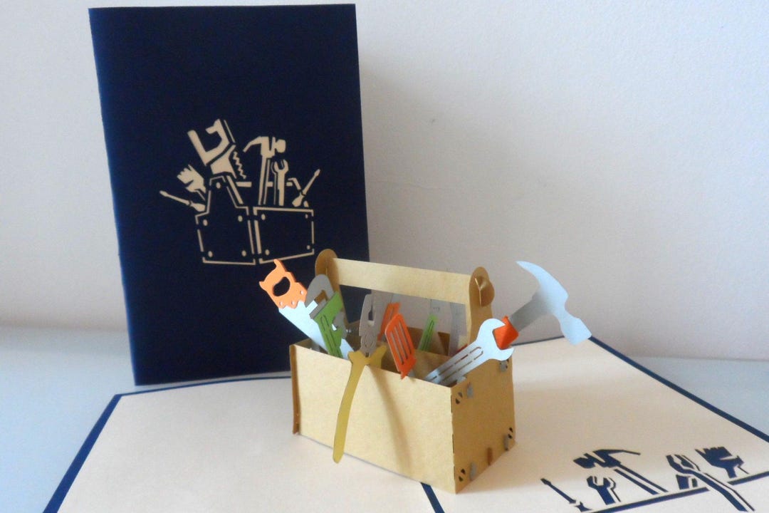 3D Pop up Tool Box Card- Handmade Greeting Card for Handyman - Thank ...
