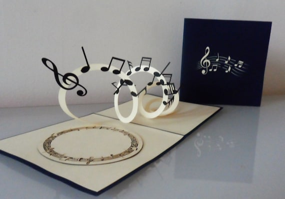 Musical Notes 3D Pop up Card Birthday Congratulations - Etsy