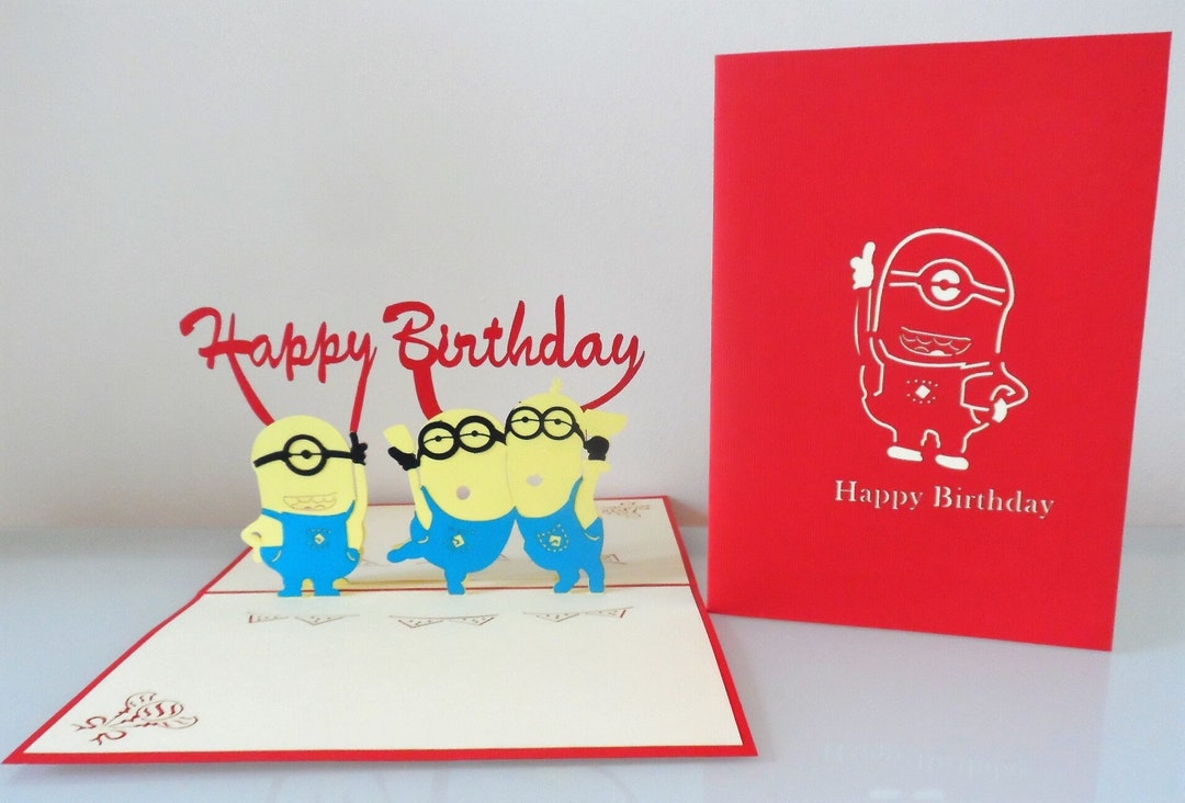 Minions Happy Birthday 3D Pop up Card (sku174) - Etsy UK