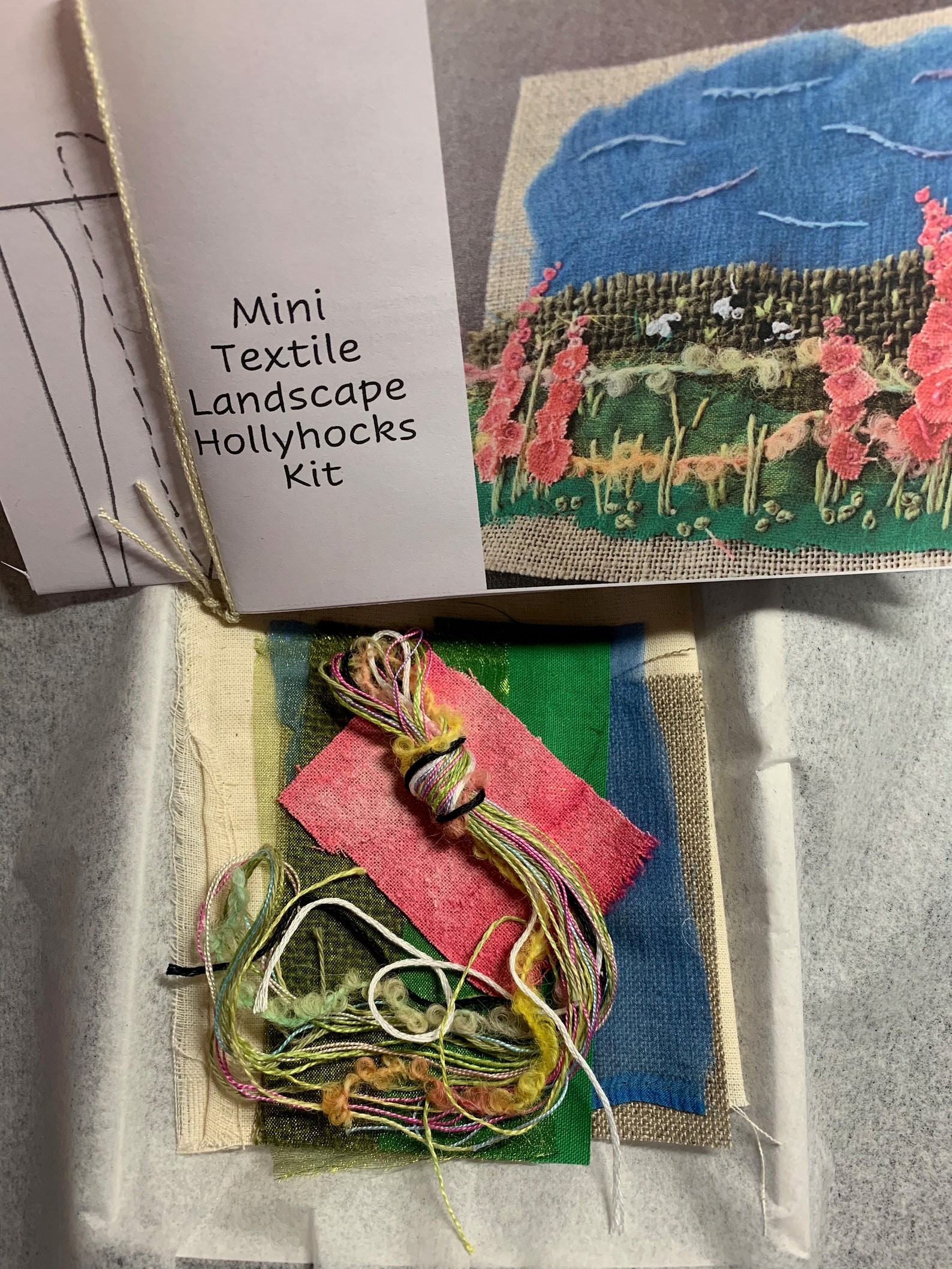 Mini Textile Landscape Hollyhocks Kit | Etsy