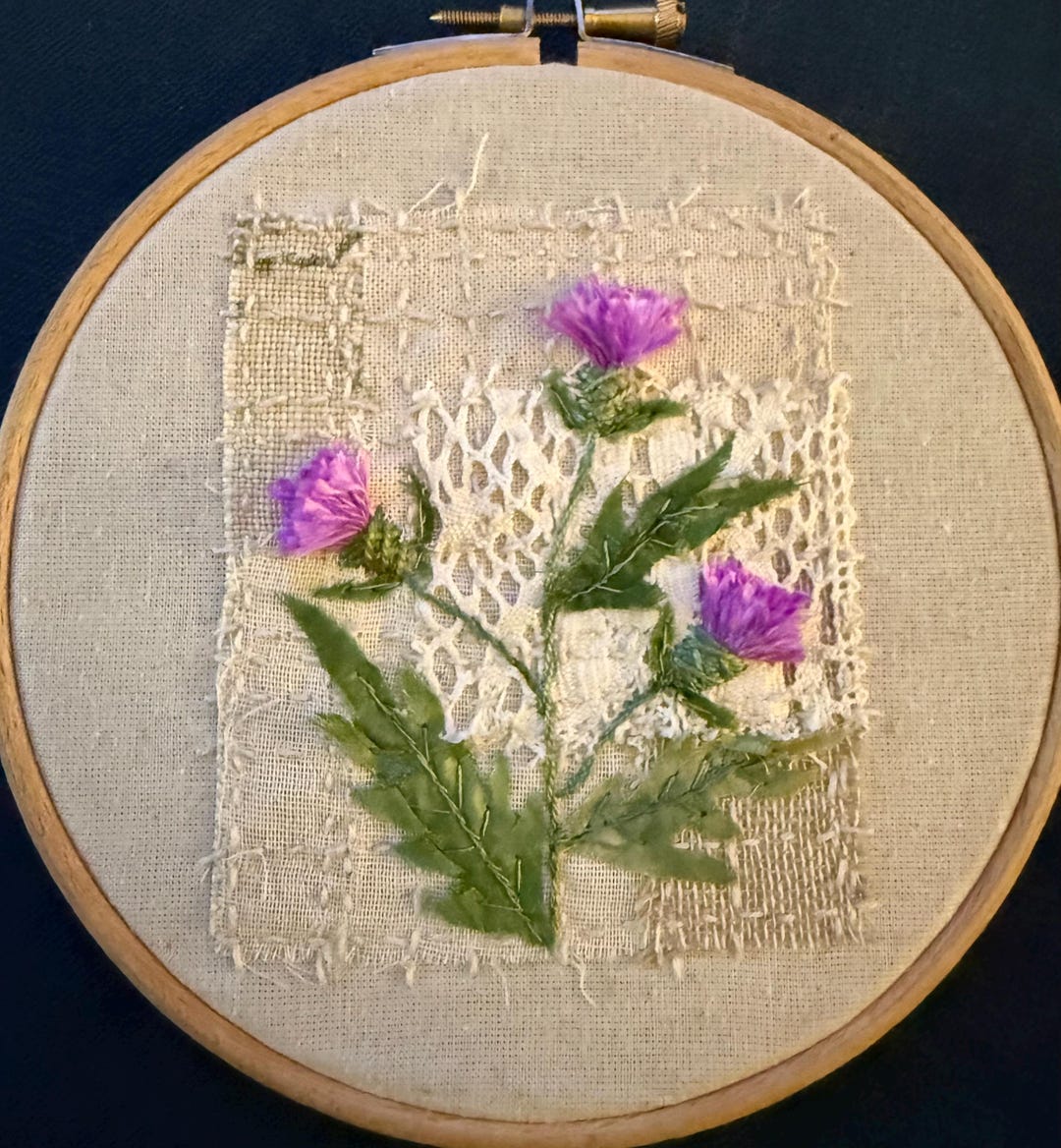 Slow Stitch Textile Art Hoop Kit - Thistle - Etsy UK