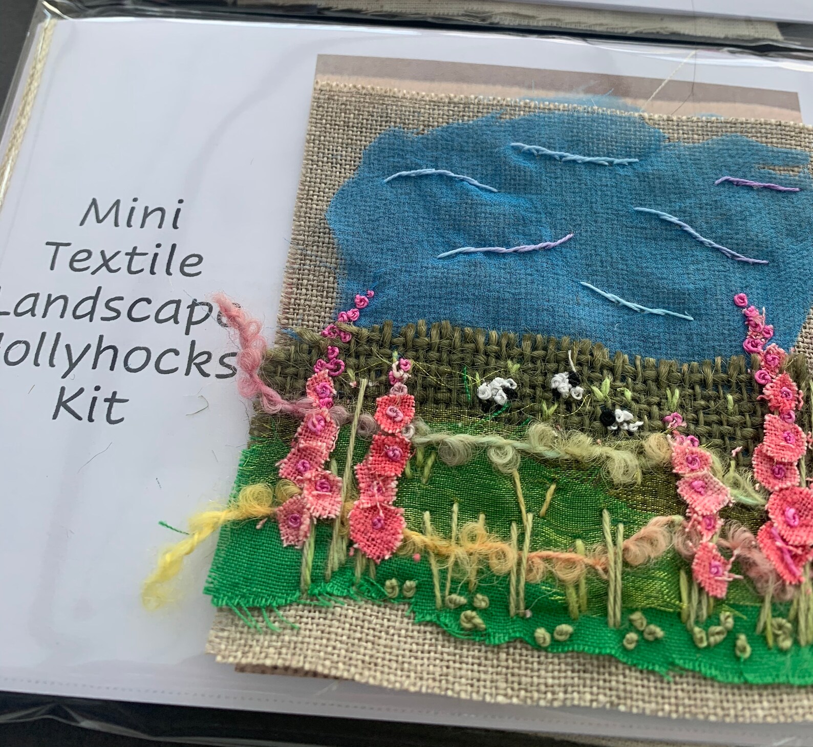 Mini Textile Landscape Hollyhocks Kit | Etsy