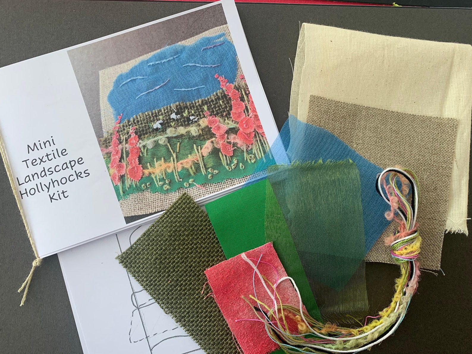 Mini Textile Landscape Hollyhocks Kit | Etsy