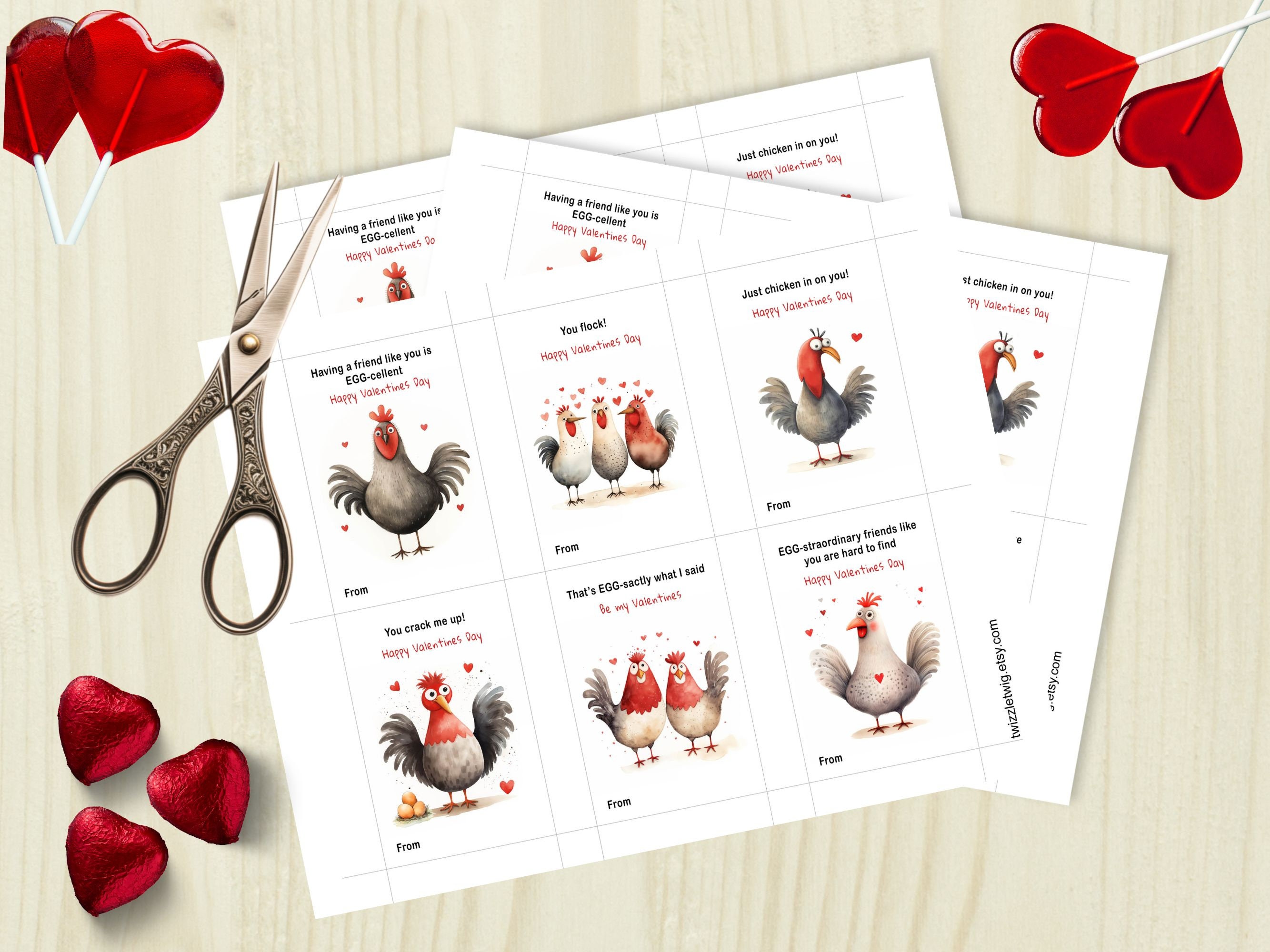 Chicken Valentines Cards for Kids, Classroom Valentine Exchange ...