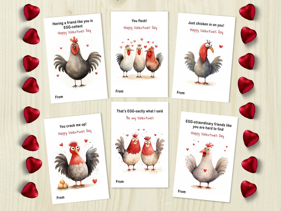 Chicken Valentines Cards for Kids, Classroom Valentine Exchange ...