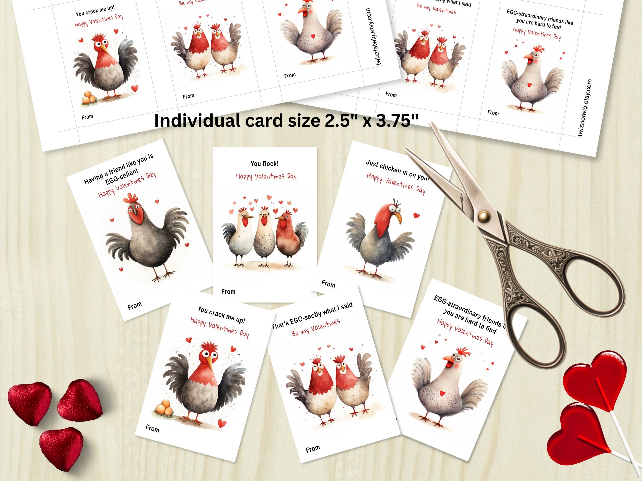 Chicken Valentines Cards for Kids, Classroom Valentine Exchange ...