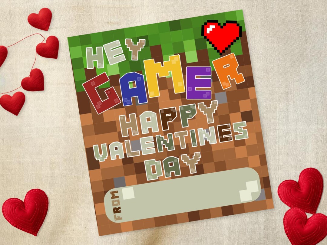 Hey Gamer Valentines Card, Gamer Valentines Cards for Kids, Classmate ...