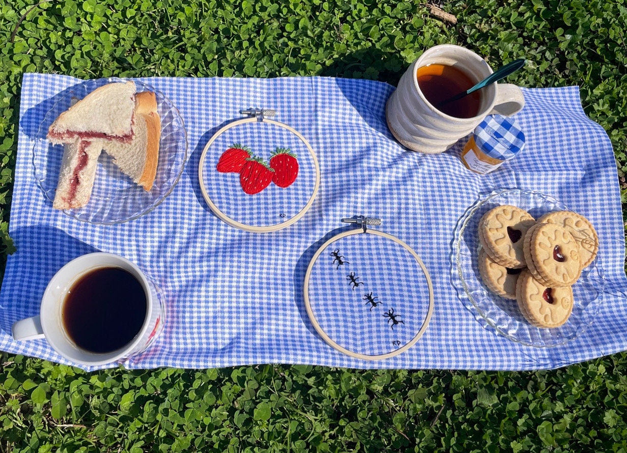 Ants on a Picnic Blanket Embroidery / Ants on a Picnic Blanket / Hand ...