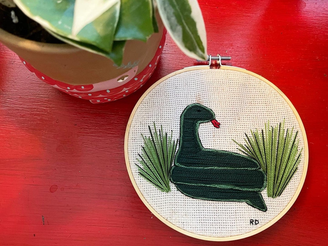 Snake Embroidery / Embroidered Snake / Critter Art / Slithery Little ...